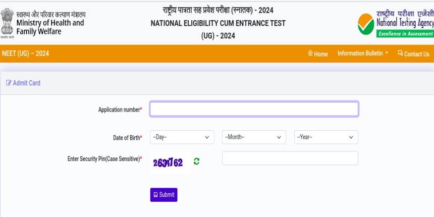 NTA NEET Admit Card 2024 (Out), Download Lnk Hall Ticket at neet.ntaonline.in